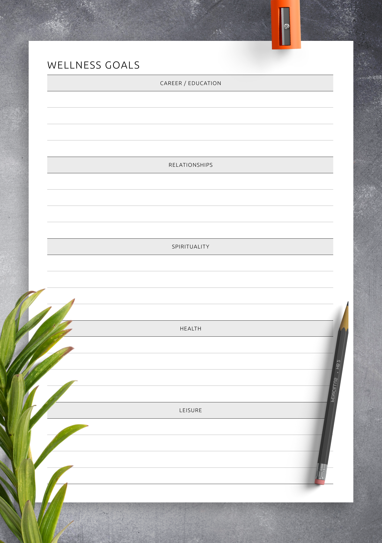 Download Printable Wellness Goals PDF