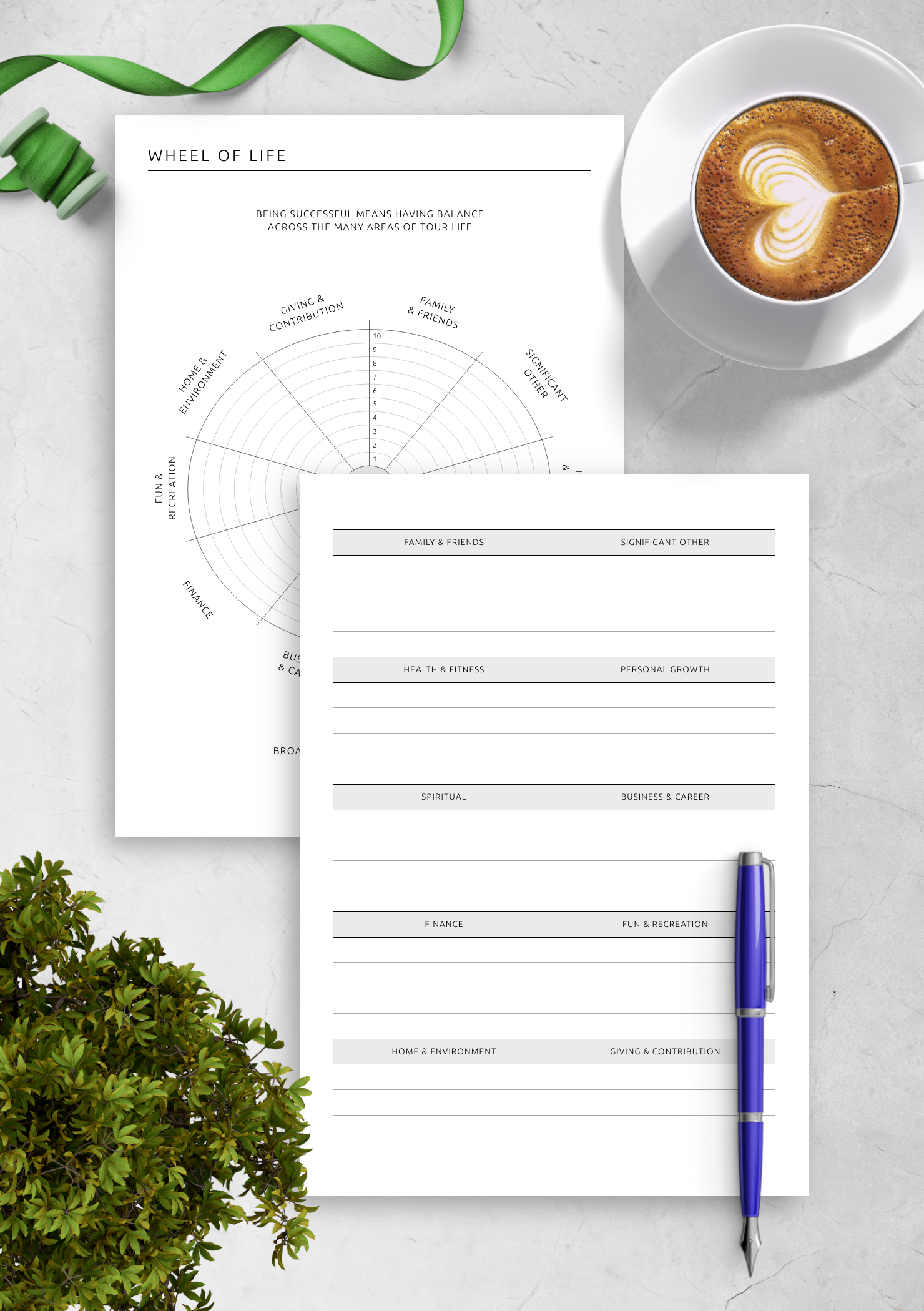 Wheel of Life Goal Tracker PDF Template for Self-Growth