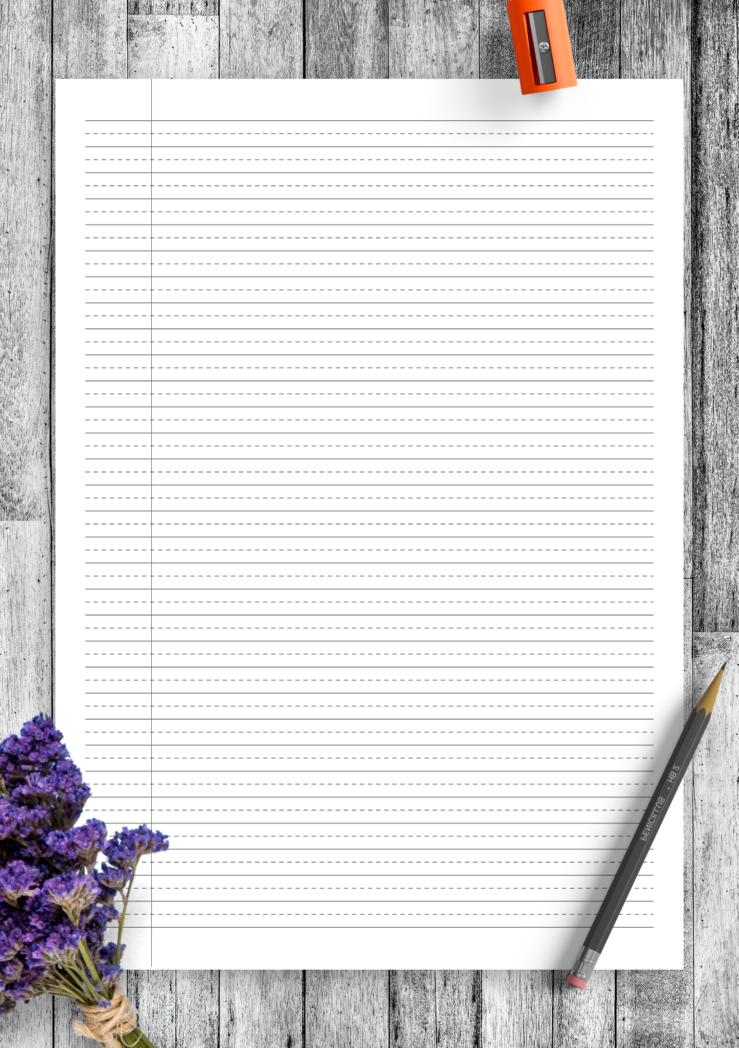 Download Printable Wide Ruled with dashed center guide line - Gray ...