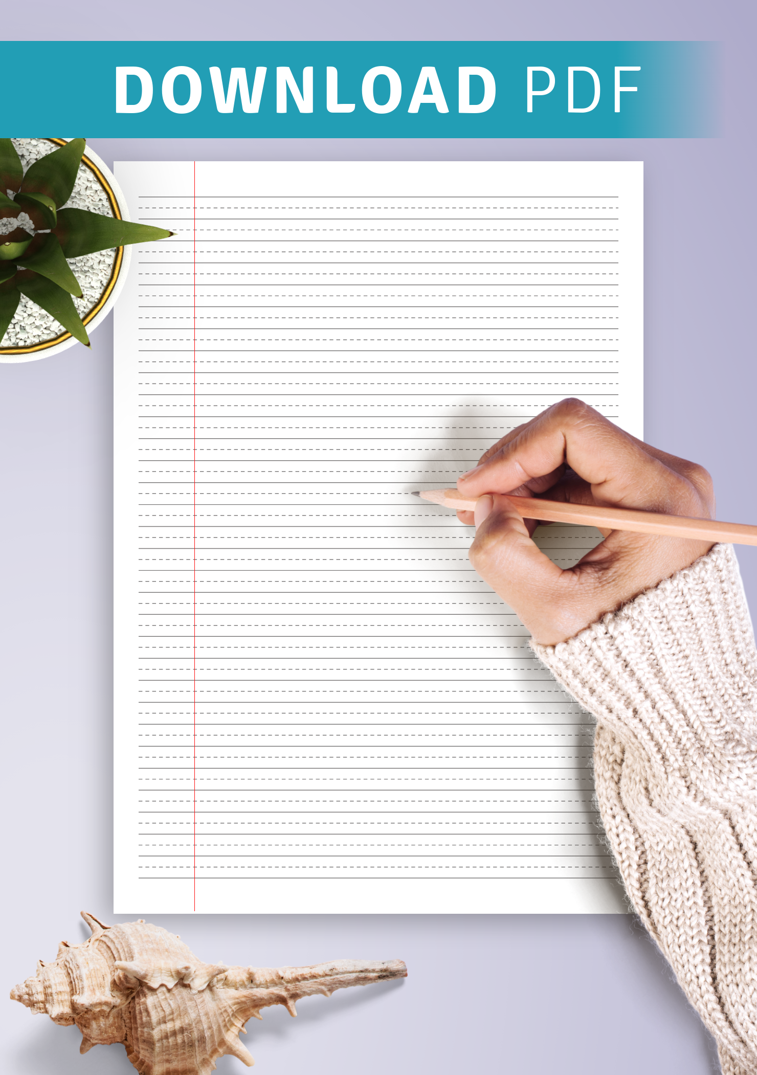 Download Printable Wide Ruled with dashed center guide line - Gray ...