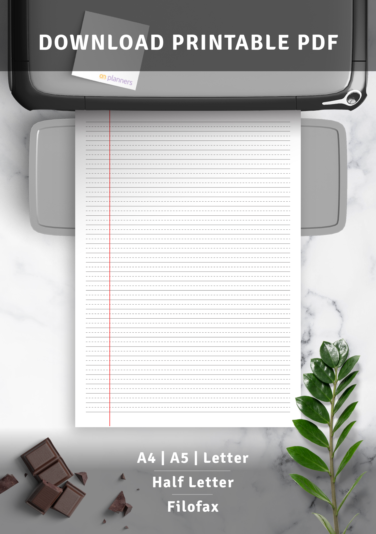 Download Printable Wide Ruled with dashed center guide line - Gray ...