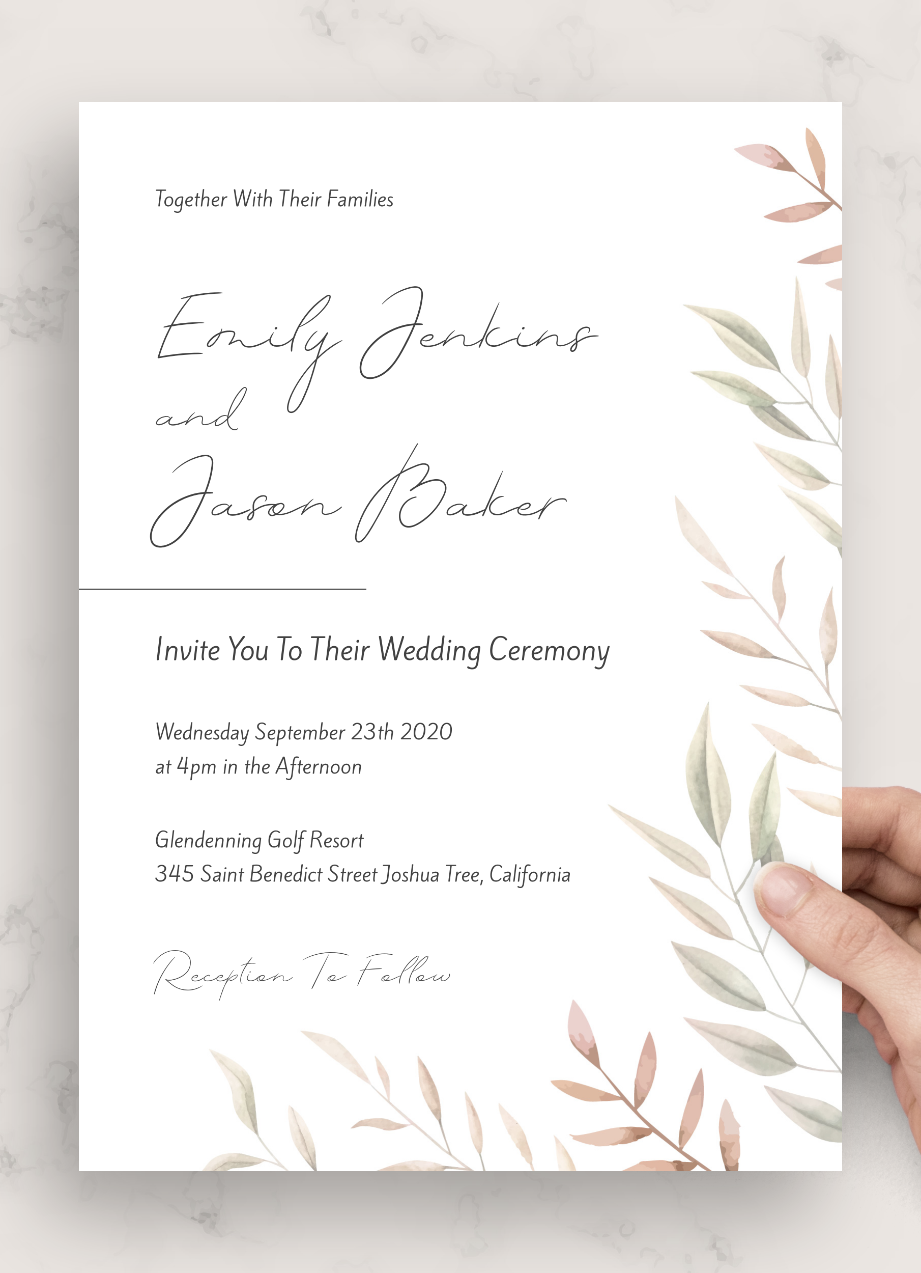 Download Printable Willow Branch Fall Wedding Invitation PDF