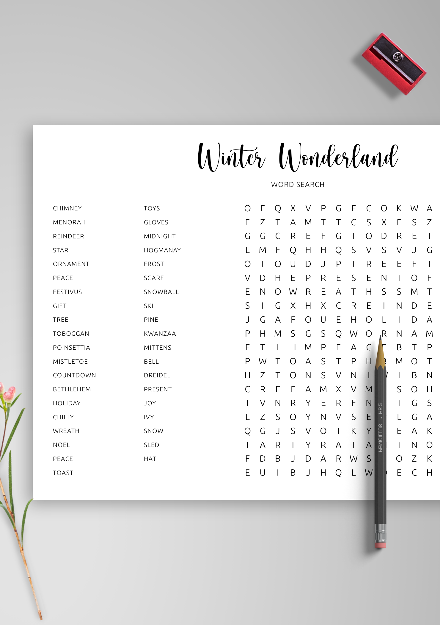 Download Printable Winter Wonderland Word Search in PDF