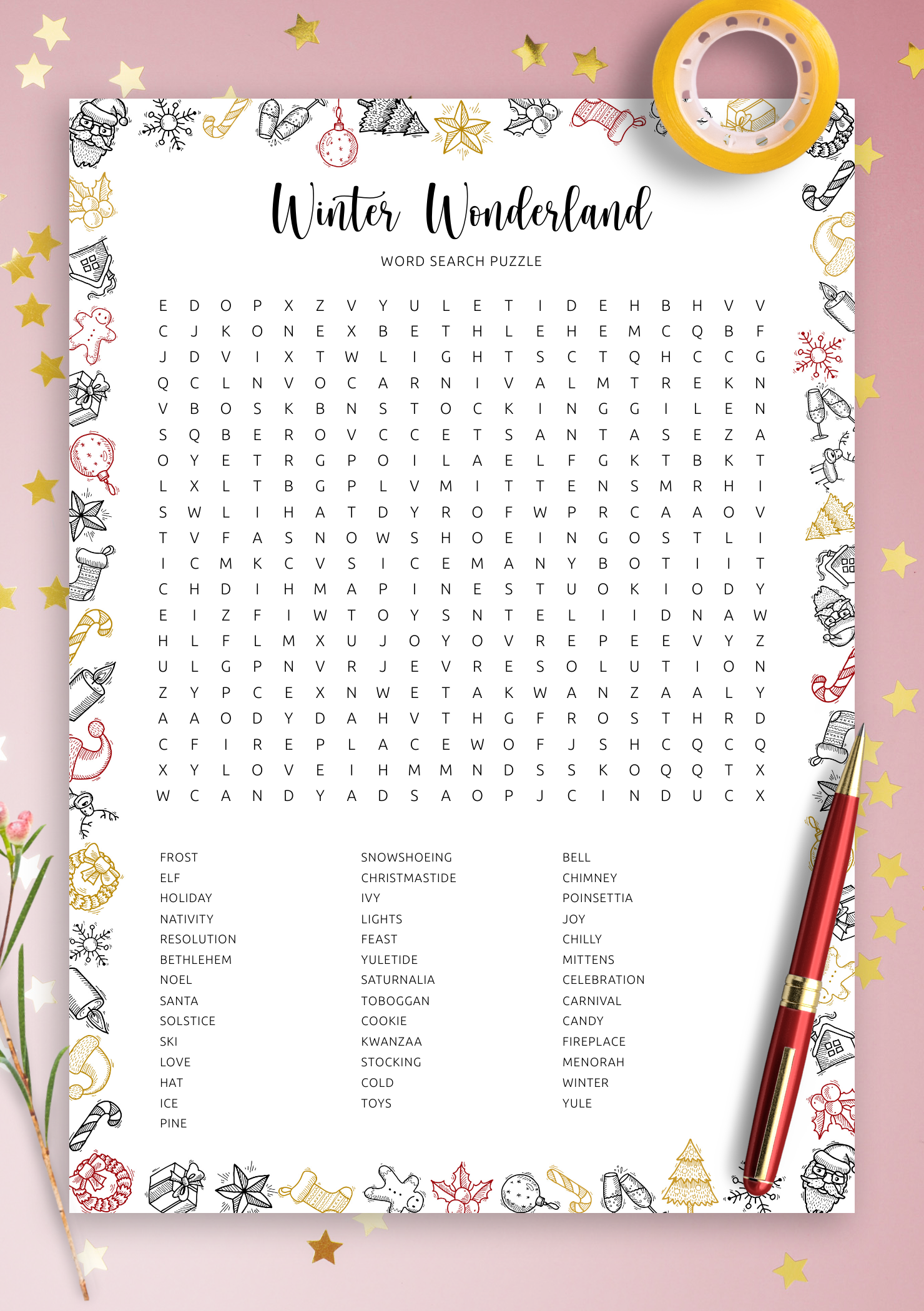 Download Printable Winter Wonderland Word Search in PDF