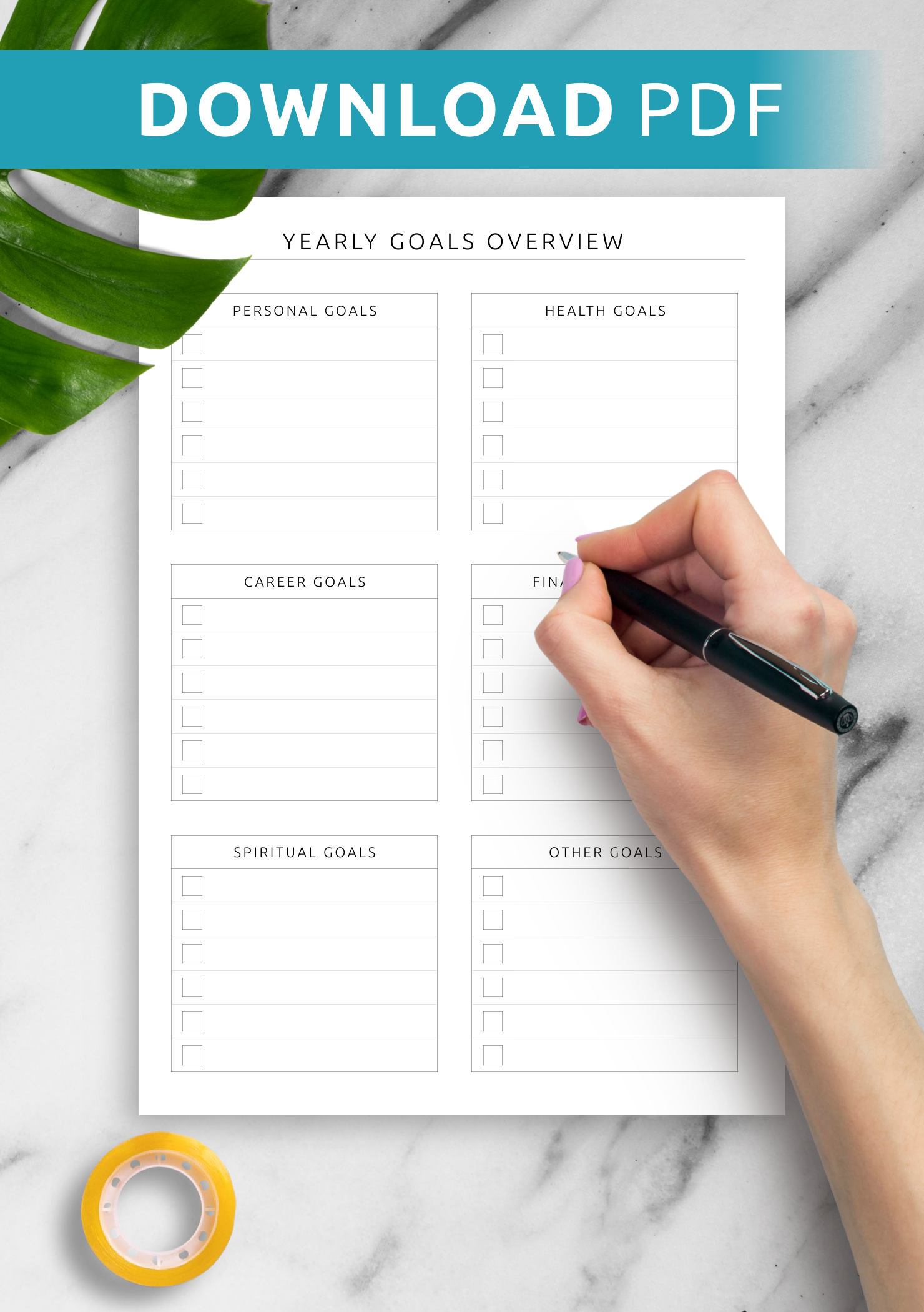 Yearly Goals Overview Template – Plan & Achieve in 12 Months