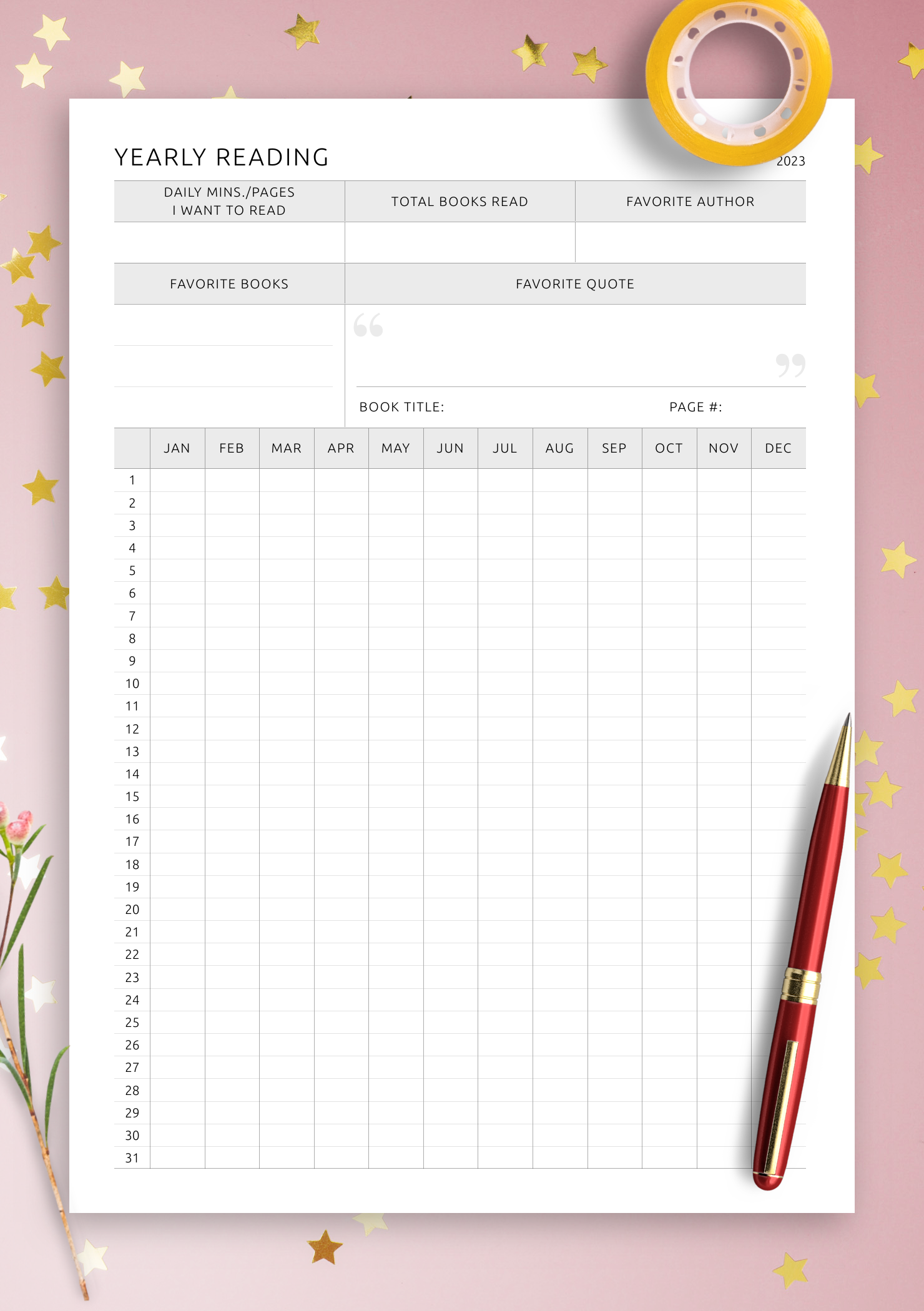 Download Printable Yearly Reading PDF