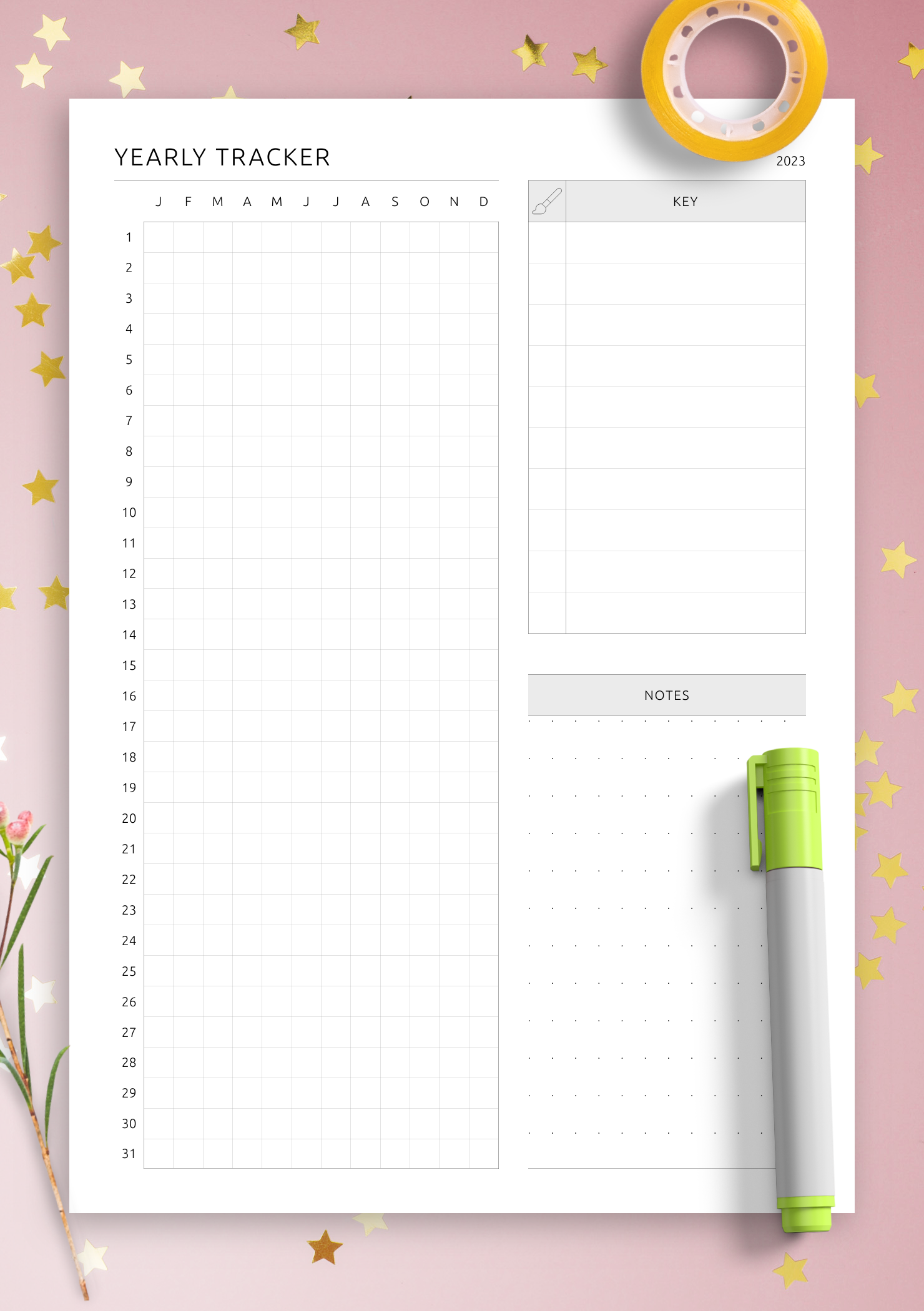 Download Printable Yearly Tracker PDF